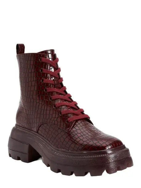 KATY PERRY The Geli Combat Boot - Burgundy Croc