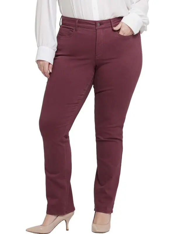 NYDJ Marilyn Straight Leg Jeans - Dark Cherry