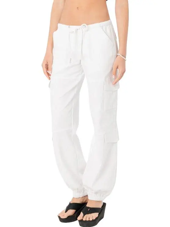 EDIKTED Denver Relaxed Cargo Pants - White