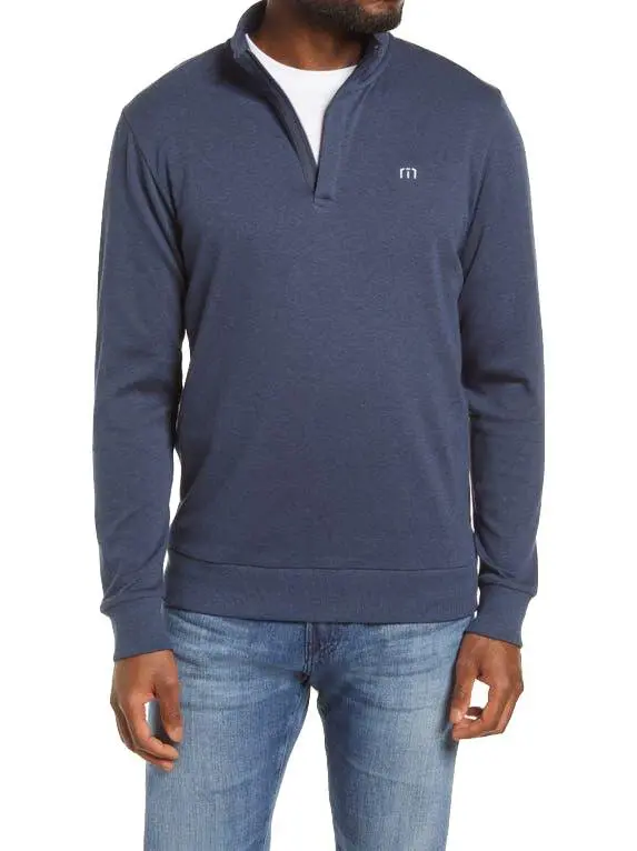 Travis Mathew Cloud 2.0 Quarter Zip Pullover - Heather Blue