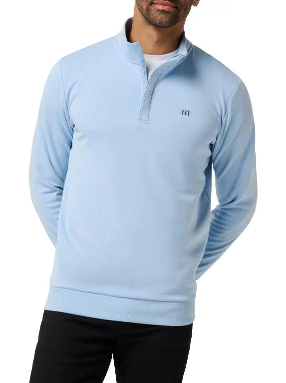 Travis Mathew Cloud 2.0 Quarter Zip Pullover - Heather Powder Blue