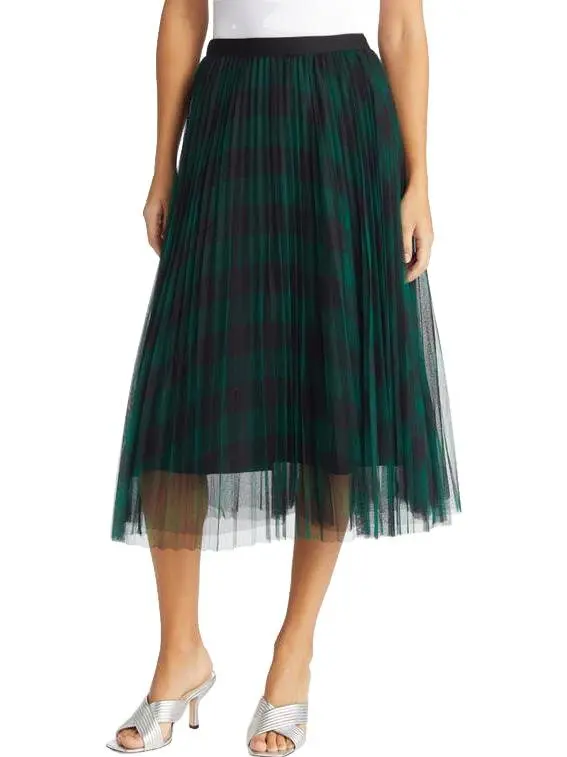 NIKKI LUND Belinda Plaid A-line Skirt - Green