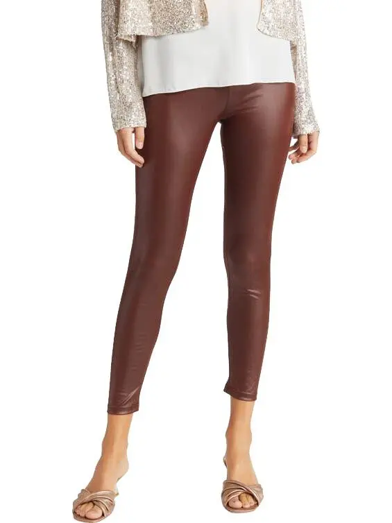 NIKKI LUND Penelope Faux Leather Leggings - Burgundy