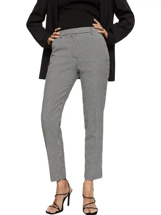 Mango Houndstooth Ankle-cropped Suit Trousers - Black