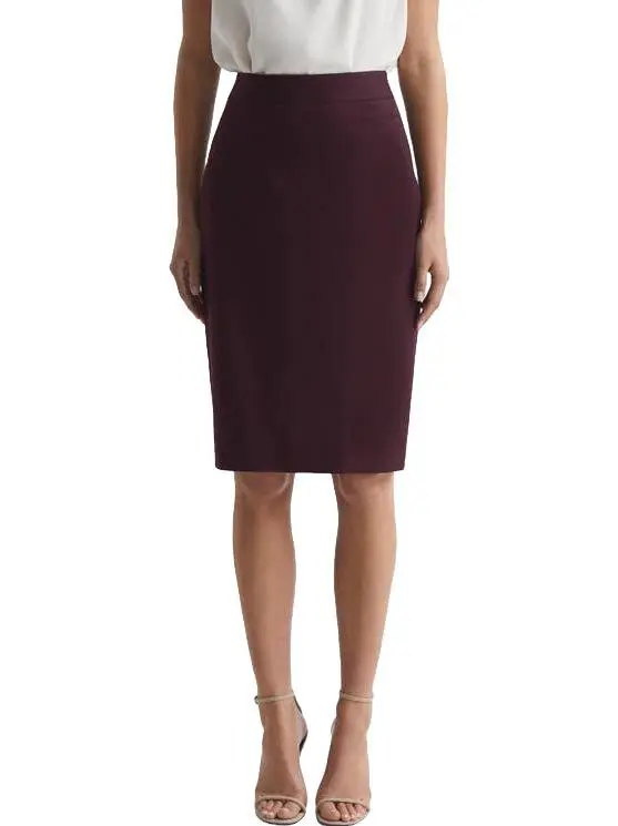 REISS Flora Wool Blend Pencil Skirt - Berry