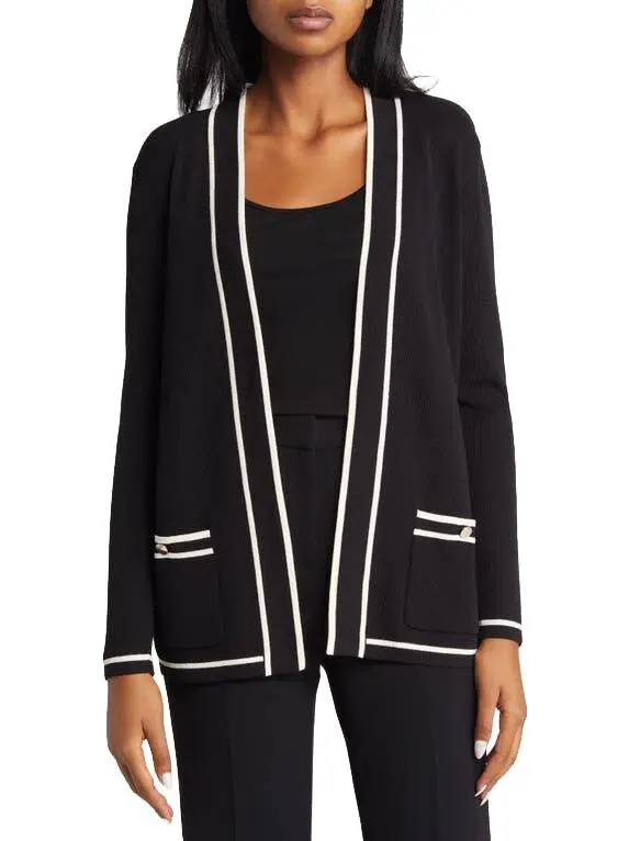 Anne Klein Malibu Tipped Cardigan - Anne Black/anne White