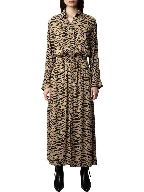 Zadig&Voltaire Tiger Print Maxi Shirt Dress - Natural