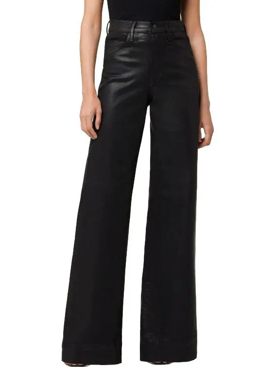 Joe's Jeans The Mia Coated High-waist Wide-leg Jeans - Black