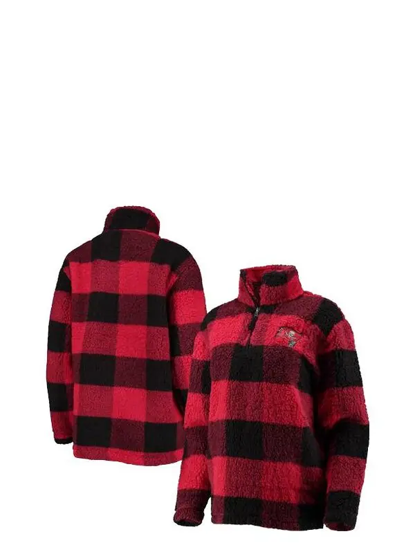 G-III 4HER BY CARL BANKS Tampa Bay Buccaneers Sherpa Plaid Quarter-zip Jacket By - Red
