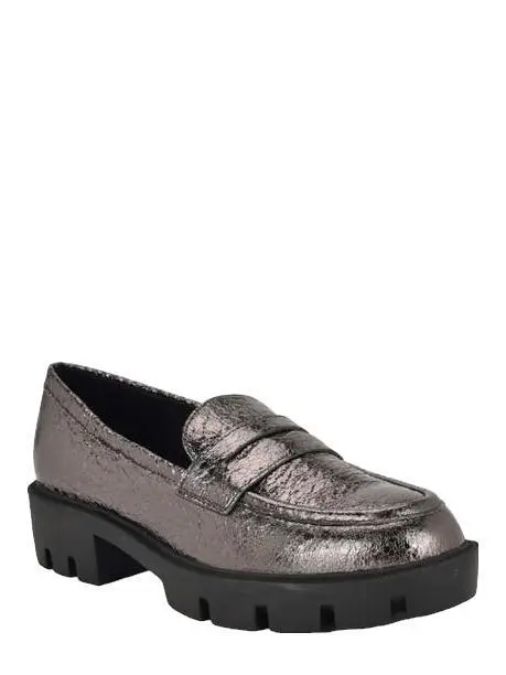 Nine West Maibel Platform Penny Loafer - Pewter 060