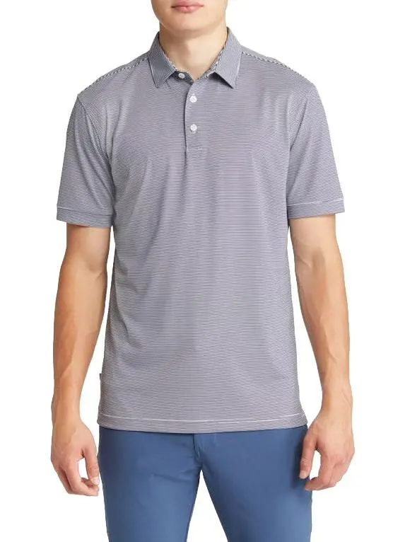 Mizzen+main Versa Stripe Performance Golf Polo - Navy Light Blue Stripe