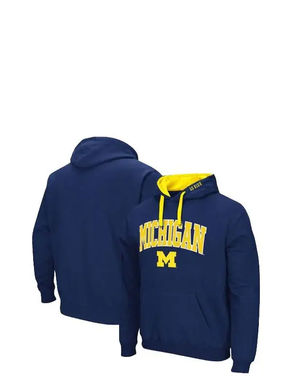 COLOSSEUM Michigan Wolverines Arch & Logo 2.0 Pullover Hoodie - Navy