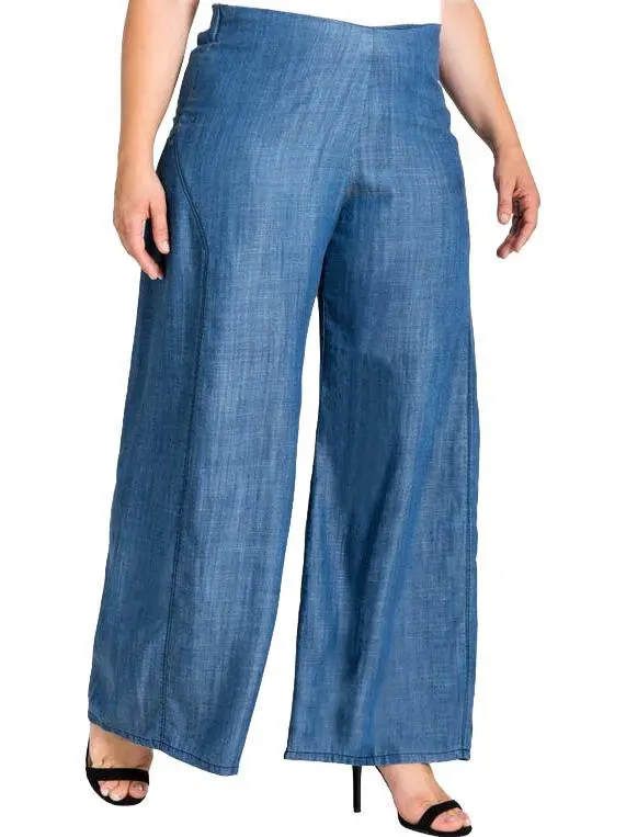 STANDARDS & PRACTICES Perry Tencel® Denim Palazzo Pants - Almost Rinsed