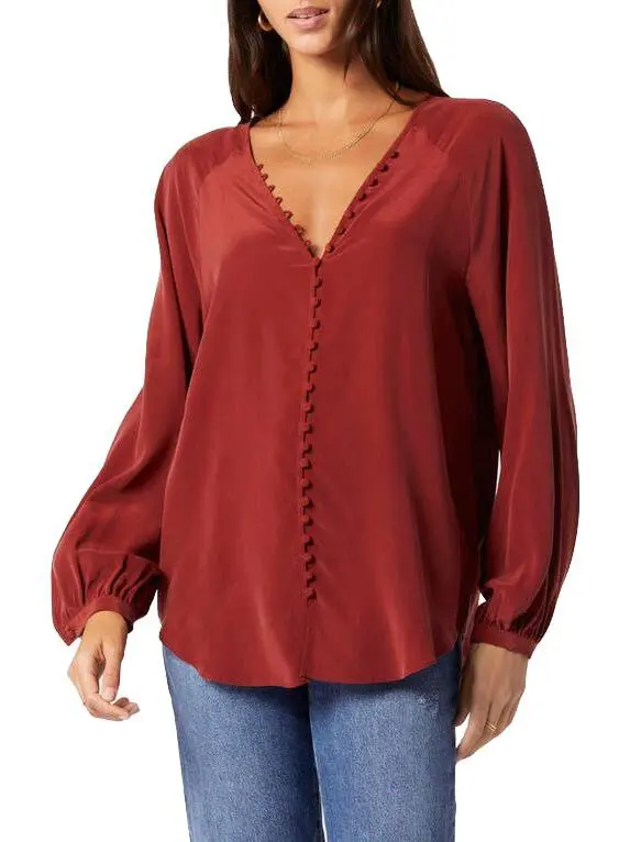 Joie Shariana Silk Georgette Blouse - Russet Brown