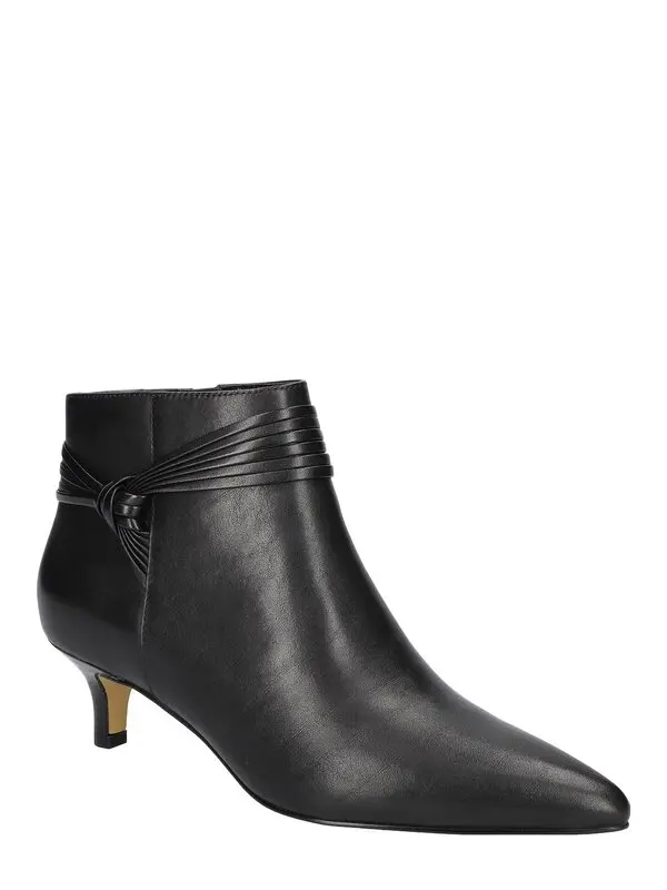 BELLA VITA Jani Pointed Toe Bootie - Black Leather