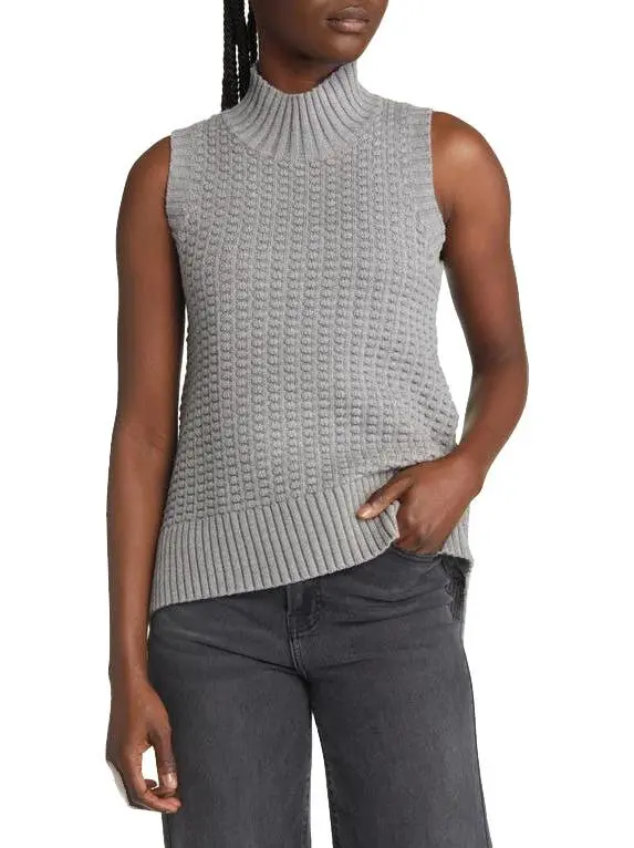 French Connection Mozart Popcorn Stitch Sleeveless Cotton Sweater - Med Grey Mel