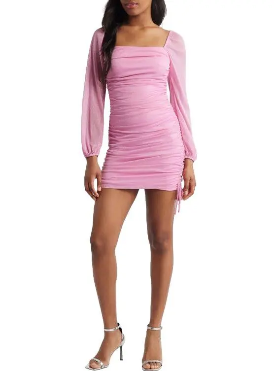 JUMP APPAREL Ruched Glitter Minidress - Pink