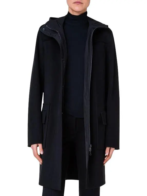 Akris Wool Duffle Coat - 009 Black