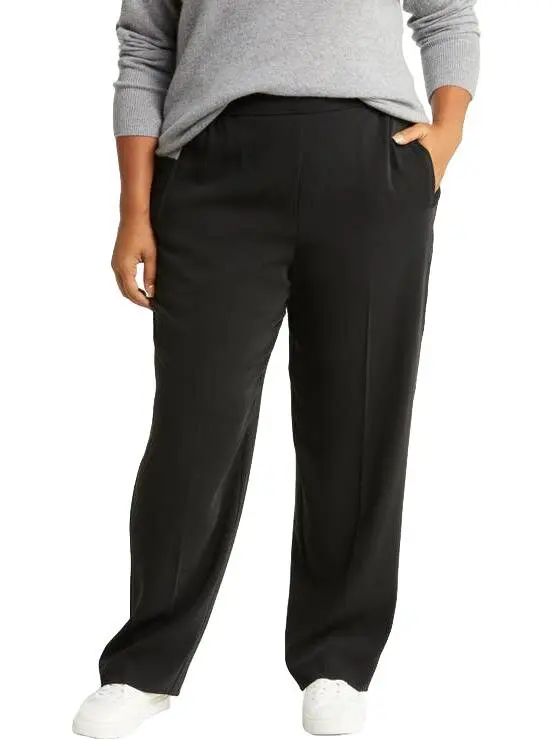 Nordstrom Straight Leg Pull-on Pants - Black