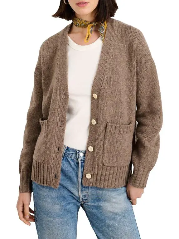 ALEX MILL Emma V-neck Lambswool Blend Cardigan - Tiramisu