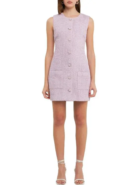 Endless Rose Sleeveless Tweed Minidress - Lilac