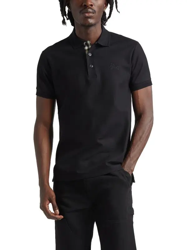 Burberry Eddie Tb Monogram Cotton Polo - Black