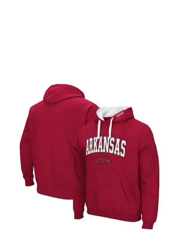 COLOSSEUM Arkansas Razorbacks Arch & Logo 2.0 Pullover Hoodie - Cardinal