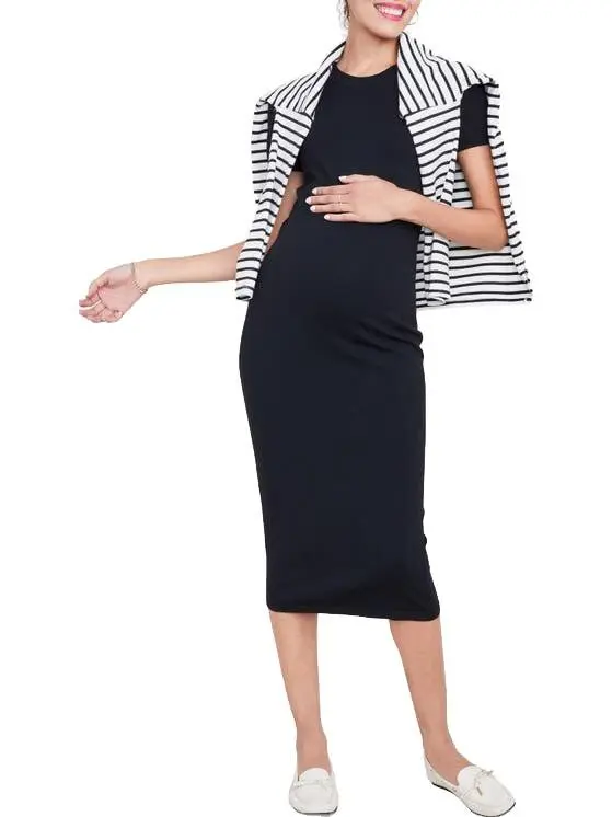 Hatch The Eliza Maternity T-shirt Dress - Black Knit