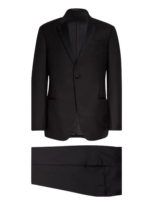 Emporio Armani Trim Fit Super 130s Wool Tuxedo - Black