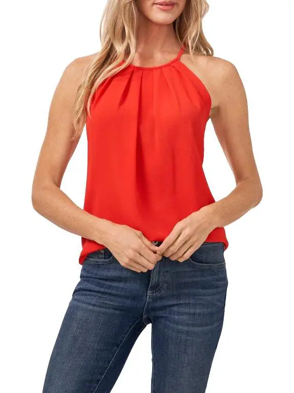 CECE DUPRAZ Pleat Halter Top - Coral Sunset