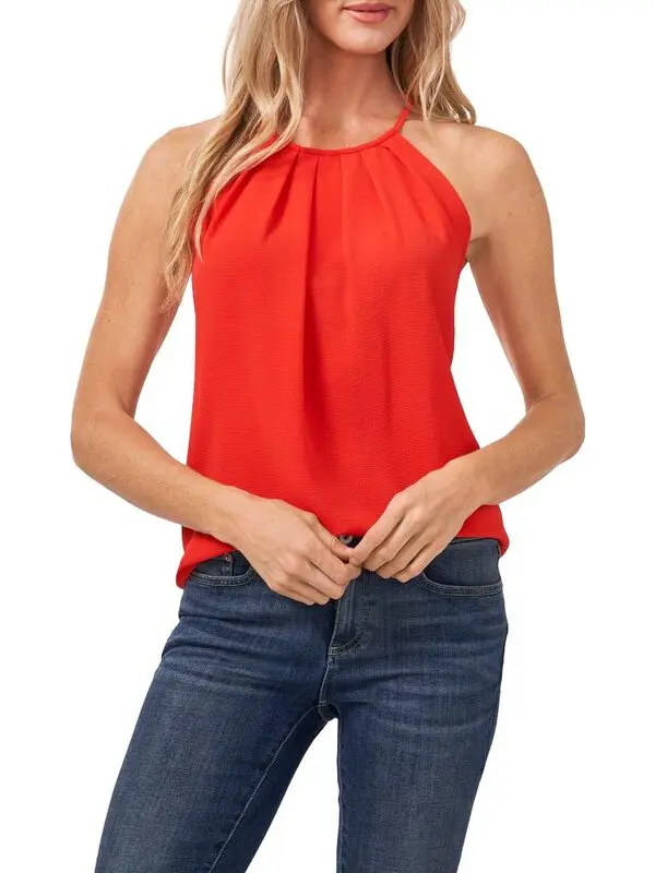 CECE DUPRAZ Pleat Halter Top - Coral Sunset