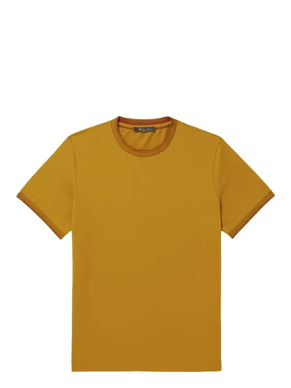 Loro Piana Contrast-tipped Sea Island Cotton-piqué T-shirt - Yellow
