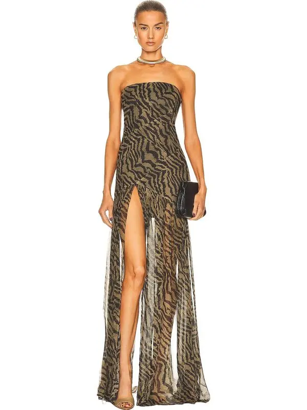 Retrofete Nicole Maxi Dress - Tiger Stripe