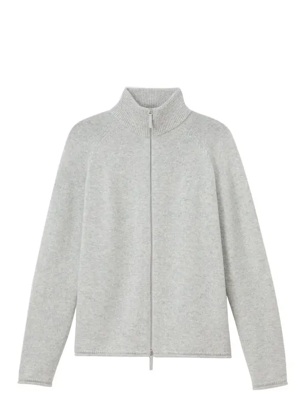 Lafayette 148 New York Cashmere Zip-up Cardigan - Grey Heather