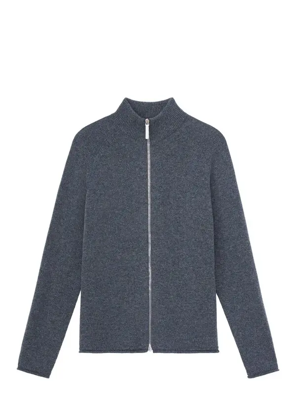 Lafayette 148 New York Cashmere Zip-up Cardigan - Graphite Melange