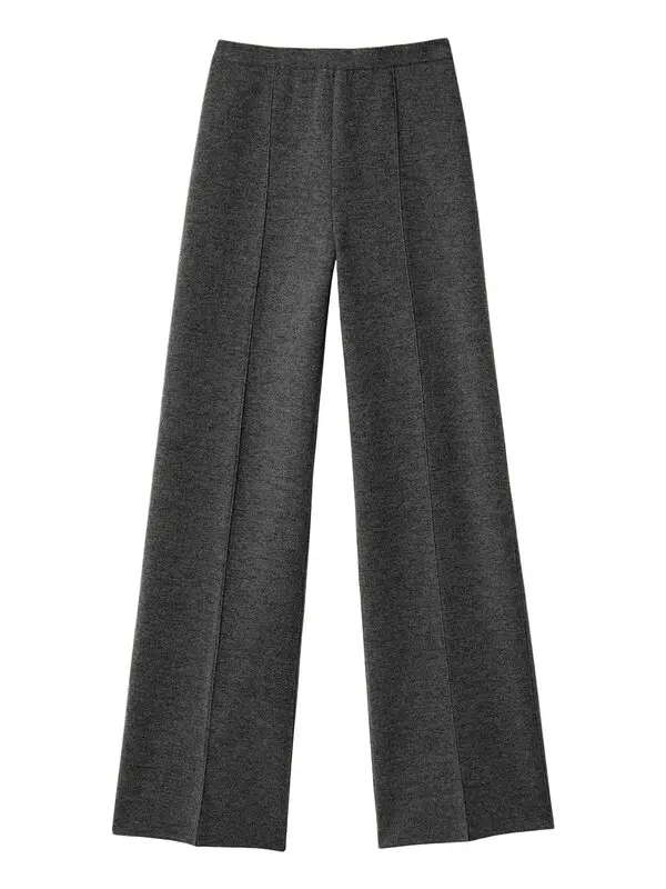 Lafayette 148 New York Cashmere Silk Double Knit Relaxed Pants - Graphite Melange