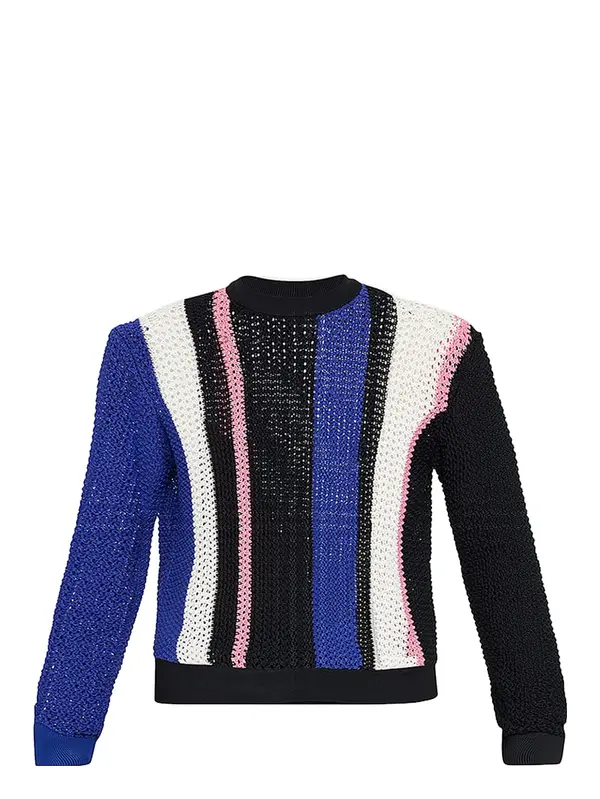 3.1 Phillip Lim Block Stripe Pointelle Sweater - Blk Multi