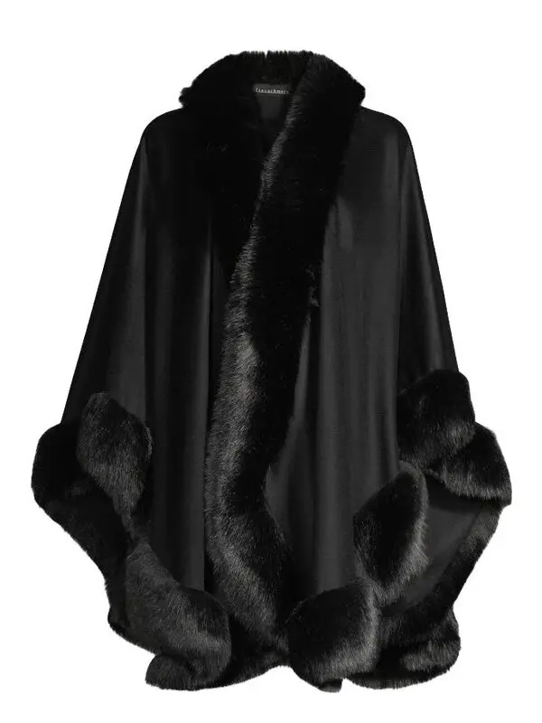 Sofia Cashmere Faux Fur & Cashmere U-cape - Black