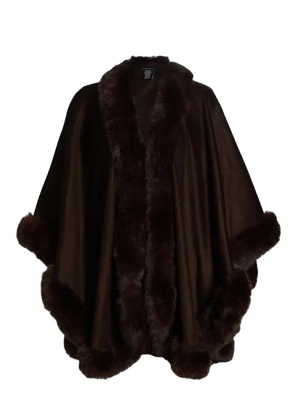 Sofia Cashmere Faux Fur & Cashmere U-cape - Brown