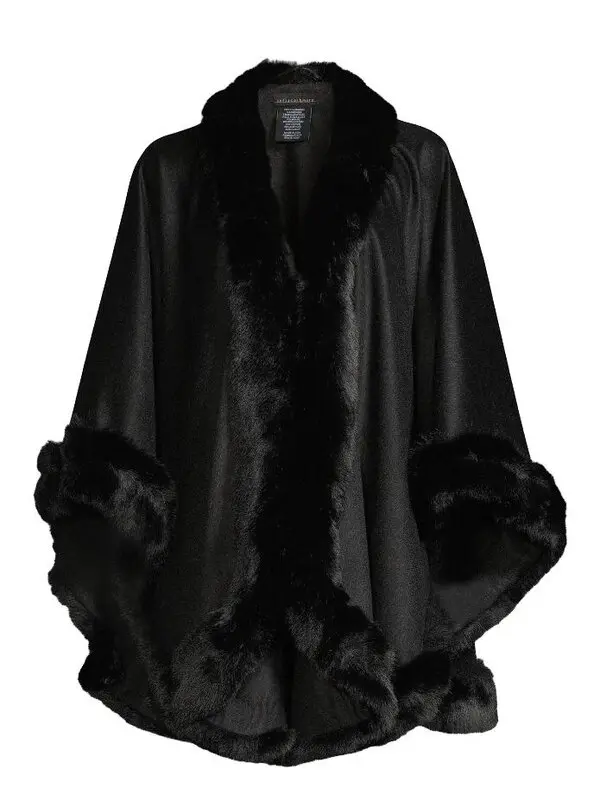 Sofia Cashmere Faux Fur & Cashmere U-cape - Charcoal