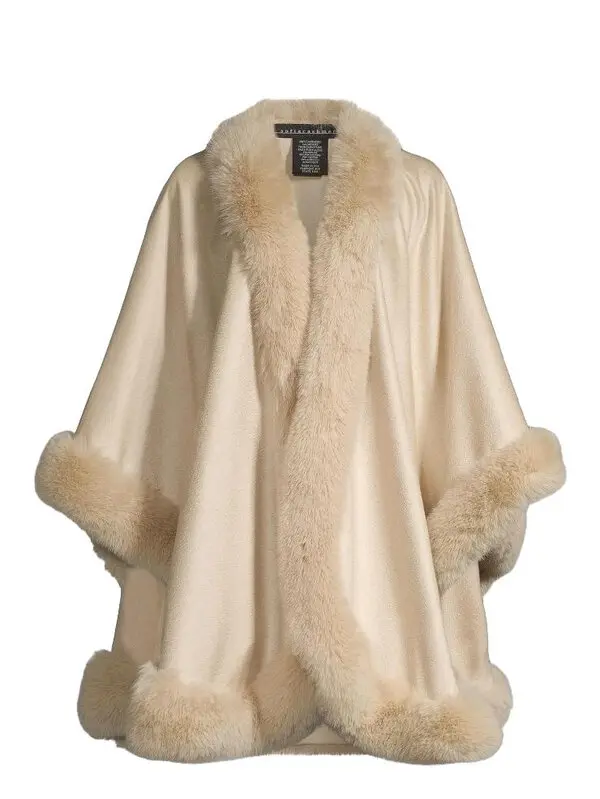 Sofia Cashmere Faux Fur & Cashmere U-cape - Oat