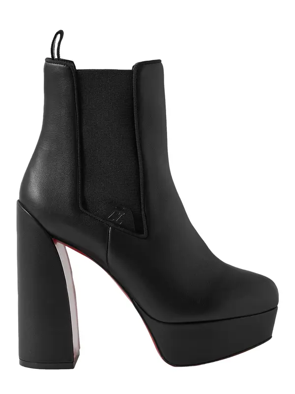 CHRISTIAN LOUBOUTIN Movidastic 130 Leather Platform Ankle Boots - Black