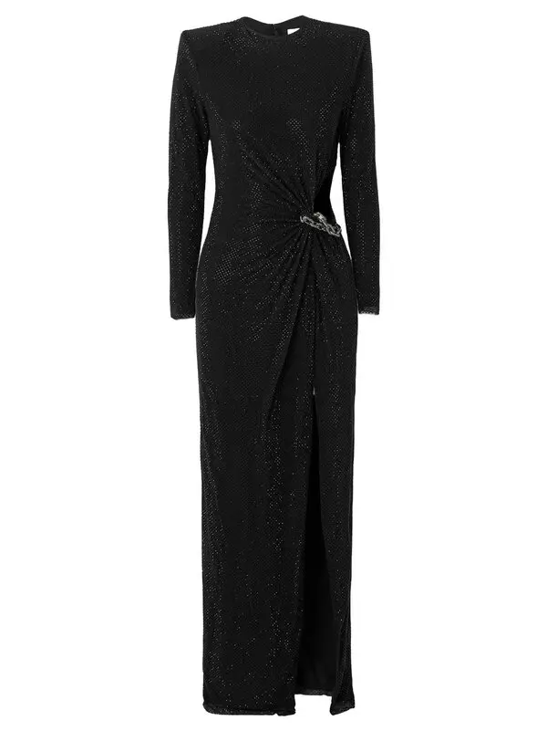 SELF-PORTRAIT Embellished Mesh Maxi Dress - Black
