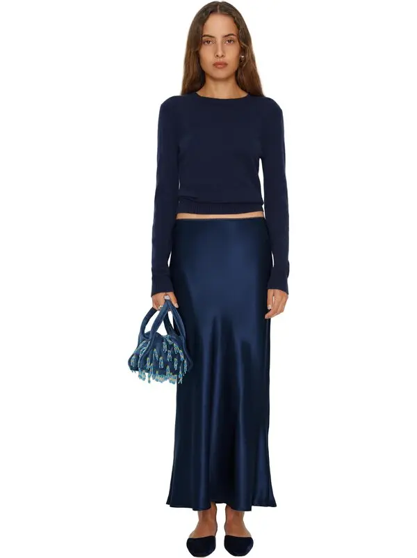 REFORMATION Layla Silk Midi Skirt - Midnight