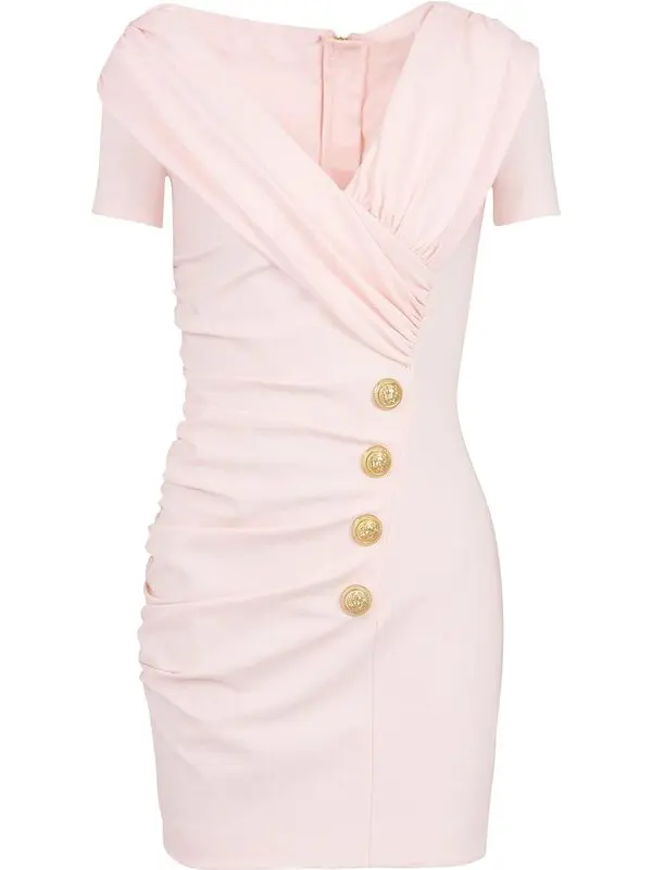 Balmain Fitted Button-embossed Mini Dress - Neutrals
