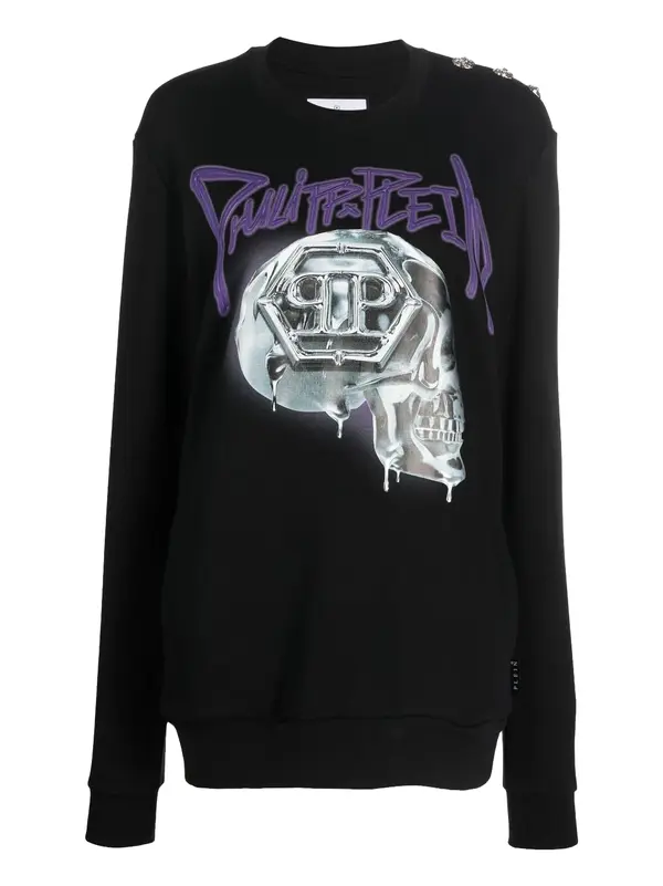 Philipp Plein Oversize Skull Crewneck Sweatshirt - Black