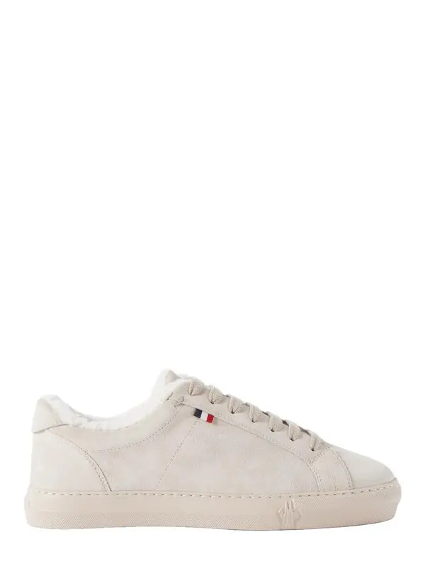 Moncler New Monaco Shearling-lined Suede Sneakers - Neutrals