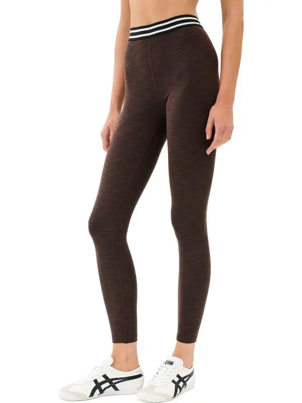 Splits59 Bailey High Waist Active Rib 7/8 Leggings - Heather Dark Chocolate