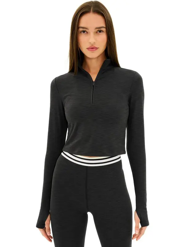 Splits59 Stevie Active Rib Half Zip Pullover - Heather Graphite
