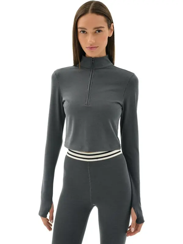 Splits59 Stevie Active Rib Half Zip Pullover - Heather Grey